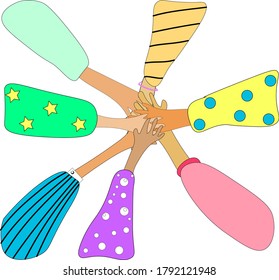 Hands Diverse Group People Putting Together Stock Vector (Royalty Free ...