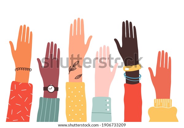 Hands Diverse Group People Together Raised Stock Vector (Royalty Free ... Hands Diverse Group People Together Raised Stock Vector (Royalty Free ...