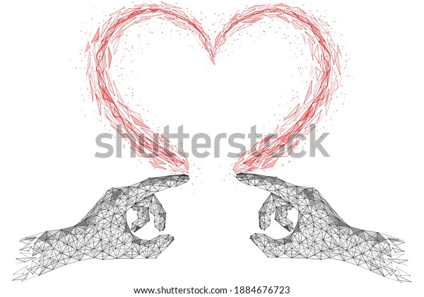 Hands Draw Outline Heart Gesture Expressing Stock Vector (Royalty Free ...
