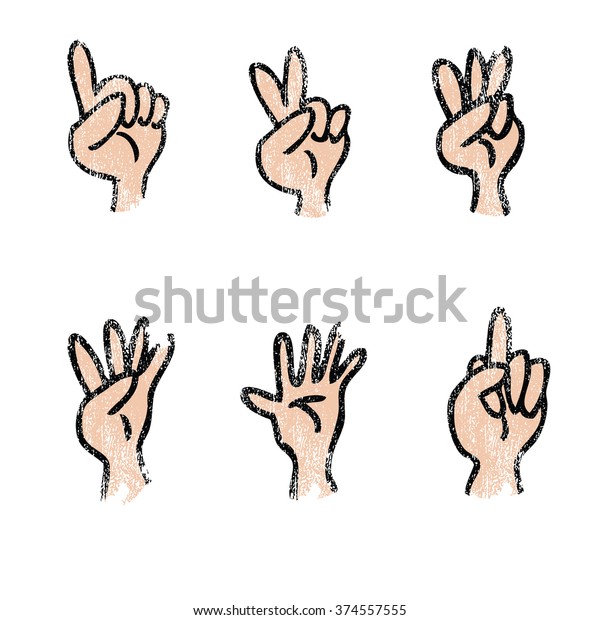 Hands Fingers Count Cartoon Set Stock Vector (Royalty Free) 374557555 ...