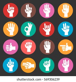 Hands Gestures Round Colorful Form Vector Stock Vector (Royalty Free ...