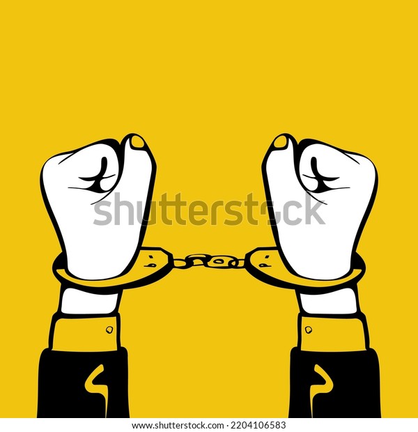 Hands Handcuffs Sketch Style Human Jail Stock Vector (Royalty Free ...