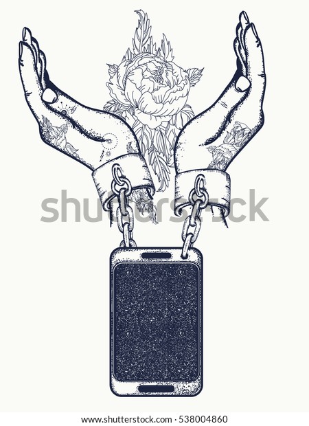 Hands Handcuffs Tattoo Art Dependence On Stock Vector (Royalty Free ...