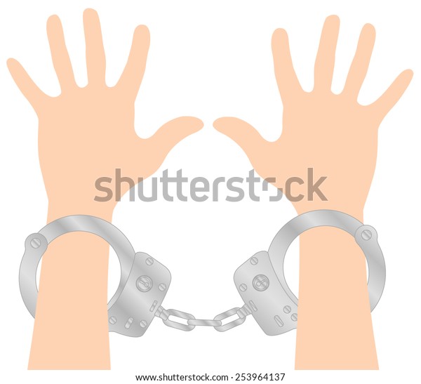 Hands Handcuffs Vector Drawing Isolated Stock Vector (Royalty Free ...