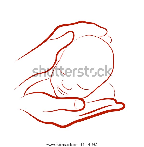 Hands Hold Baby Stock Vector (Royalty Free) 141141982 | Shutterstock