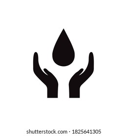 Hands Hold Water Drop Black Icon Stock Vector (Royalty Free) 1825641305 ...