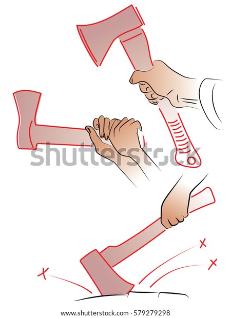 Hands Holding Ax Swing Ax Vector Stock Vector (Royalty Free) 579279298 ...