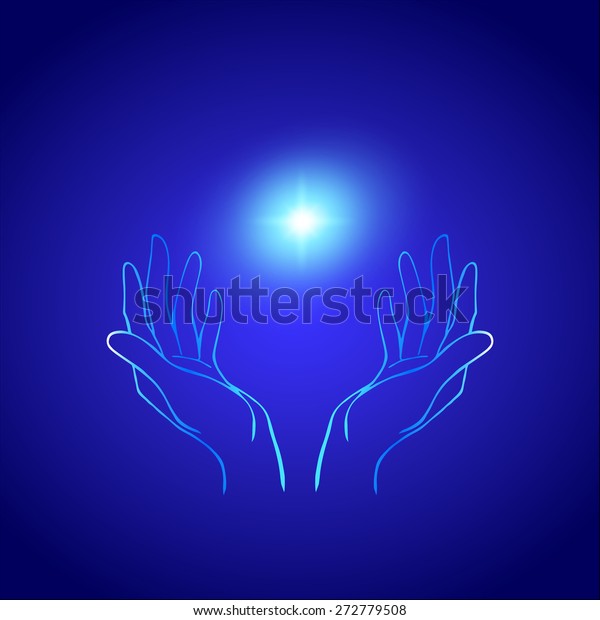 Hands Holding Blue Light Abstract Vector Stock Vector (Royalty Free ...