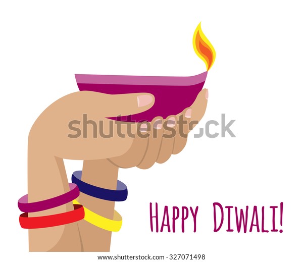Hands Holding Burning Diya Diwali Holiday Stock Vector (Royalty Free ...
