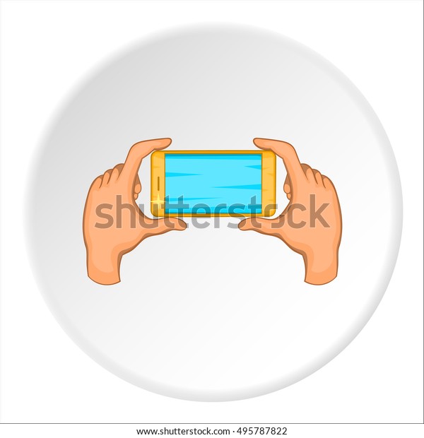 Hands Holding Cell Phone Icon Cartoon Stock Vector (Royalty Free ...