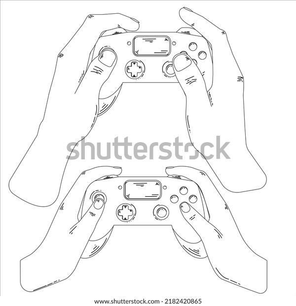 Hands Holding Console Controller Play Video Stock Vector (Royalty Free ...