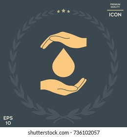 Hands Holding Drop Protection Icon Stock Vector (Royalty Free ...