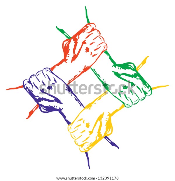 Hands Holding Each Other Unity Cartoon Stock Vector (Royalty Free ...