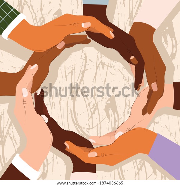 Hands Holding Each Other Unity Shown Stock Vector (Royalty Free ...