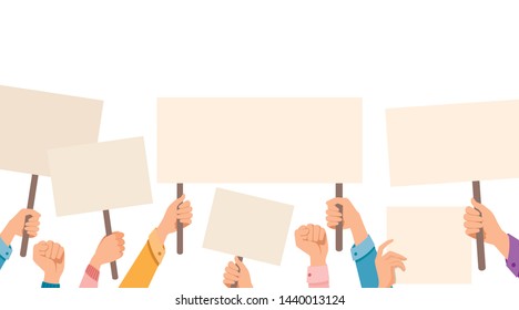Hands Holding Empty Protest Sign Placard Stock Vector (Royalty Free ...
