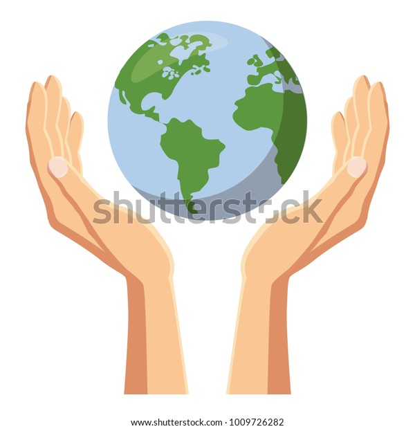Hands Holding Globe Earth Icon Cartoon Stock Vector (Royalty Free ...
