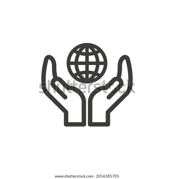 Hands Holding Globe Icon White Background Stock Vector (Royalty Free ...