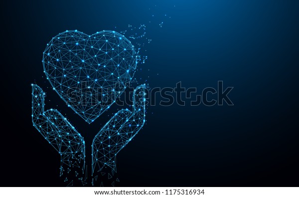 Hands Holding Heart Form Lines Triangles Stock Vector (Royalty Free ...