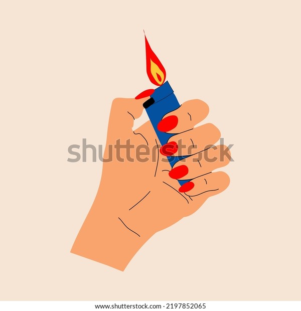 Hands Holding Lighter Vector Cartoon Style Stock Vector (Royalty Free ...