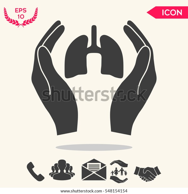 Hands Holding Lungs Protection Icon Stock Vector (Royalty Free) 548154154