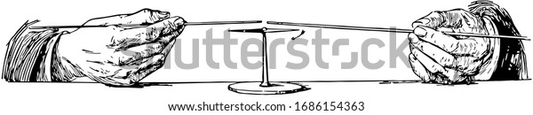 Hands Holding Narrow Bit Wire Over Stock Vector (Royalty Free ...
