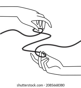 Hands Holding Rope Linear Illustration Macrame Stock Vector (Royalty ...