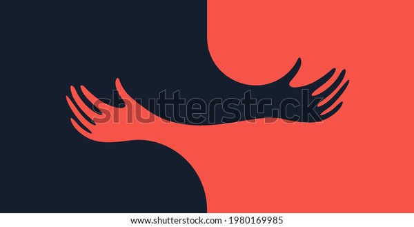 Hands Hug Vector Illustration Addiction Abuse Stock Vector (Royalty ...