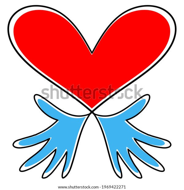 Hands Hugging Heart Voluntary Symbol Isolated Stock Vector (Royalty ...