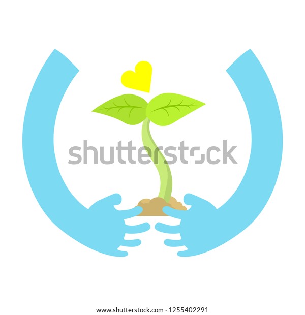 Hands Hugging Plant Stock Vector (Royalty Free) 1255402291 | Shutterstock