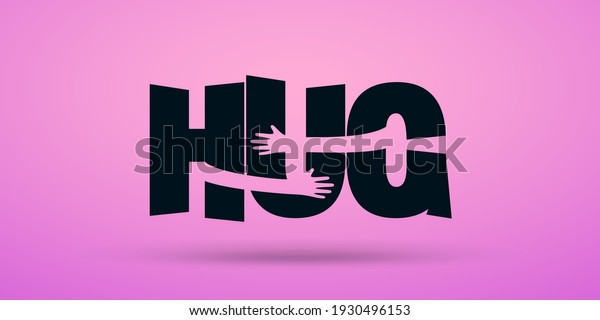 Hands Hugs Word Hug Vector Illustration Arkivvektor (royaltyfri ...