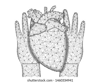 36 Low Poly Hand Models Made Of Polygonal Wireframe Images, Stock ...