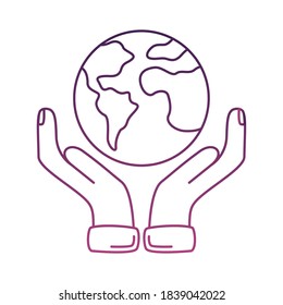 Hands Human Lifting Earth Planet Line Stock Vector (Royalty Free ...