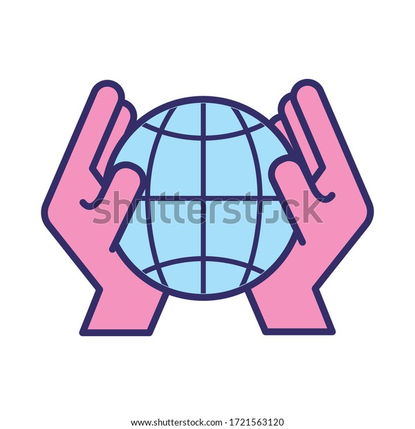 Hands Human Lifting Planet Solidarity Line Stock Vector (Royalty Free ...