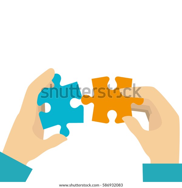 Hands Human Puzzle Game Pieces Isolated Stock Vector (Royalty Free ...