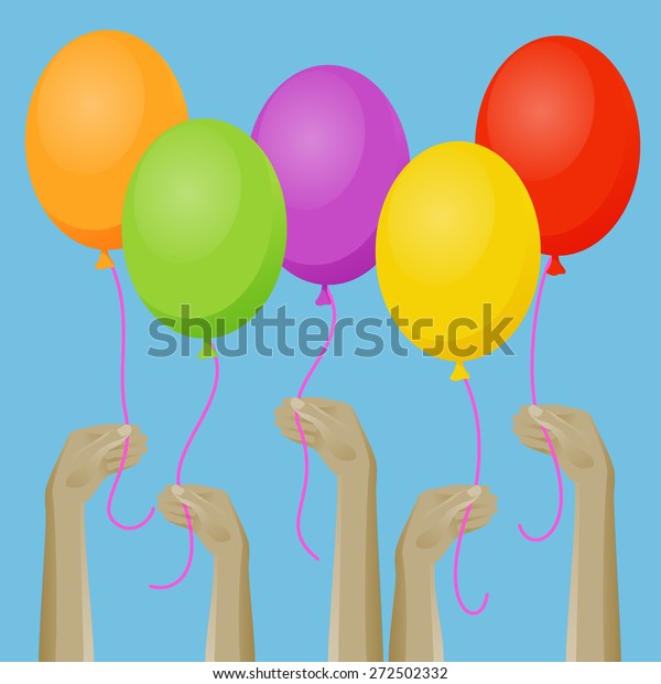 Hands Icon Balloons Vector Illustration Posters Stock Vector (Royalty ...