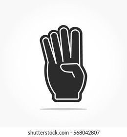 Four Fingers Hand Gesture Flat Linear Stock Vector (Royalty Free) 512024266