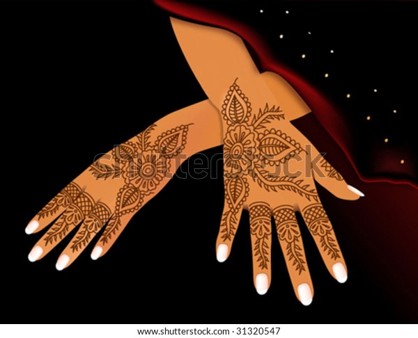 Hands Indian Woman Decorative Pattern By Stock Vector (Royalty Free ...