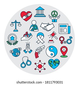 Hands Justice Icon Set Over White Stock Vector (Royalty Free ...