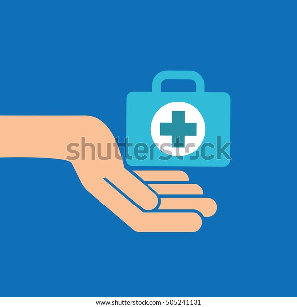 Hands Kit First Aid Emergency Icon Stock Vector (Royalty Free ...