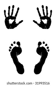 Two Footprints Two Hand Prints Isolated Stock Vector (Royalty Free ...