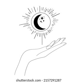 Hands Moon Hearts Vector Illustration Stock Vector (Royalty Free ...