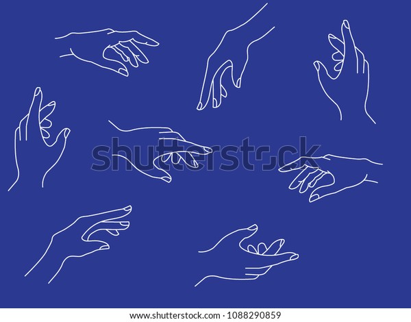 Hands Nails Silhouette Line Drawing Stock Vector (Royalty Free ...