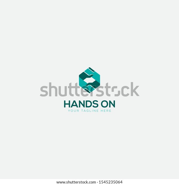 Hands On Logo Geometric Holding Hands Stock Vector (Royalty Free ...