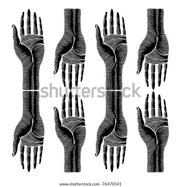 Hands Original Woodcut Stock Vector (Royalty Free) 76470541 | Shutterstock