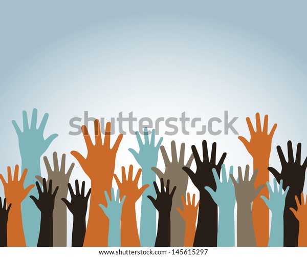 Hands Over Blue Background Vector Illustration Stock Vector (Royalty ...