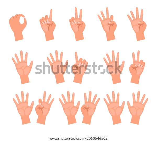 Hands People Counting Vector Illustrations Set Stock Vector (Royalty ...