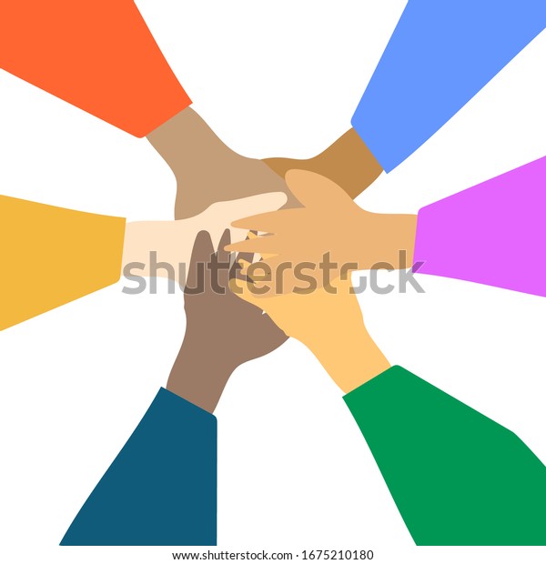 Hands People Putting Together Flat Cartoon Stock Vector (Royalty Free ...
