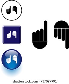 Hands Pointing Down Symbol Sign Button Stock Vector (Royalty Free ...