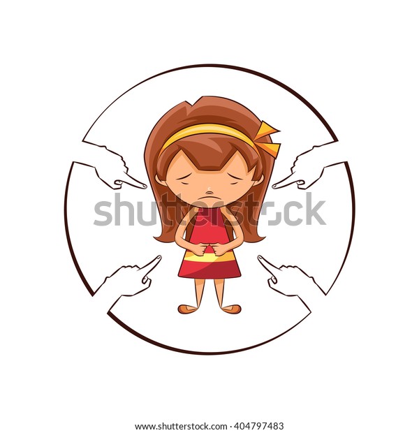Hands Pointing Sad Girl Vector Illustration Stock Vector (Royalty Free ...