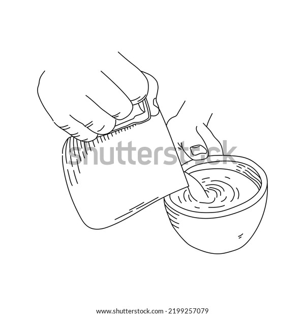 Hands Pouring Creamer Milk On Glass Stock Vector (Royalty Free ...